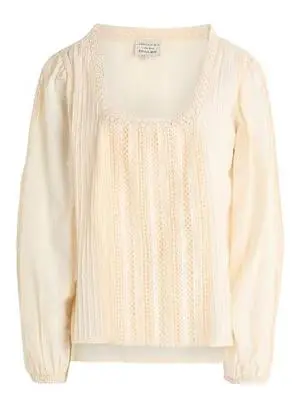 ALESSIA SANTI Woven Top With Lace Details - White