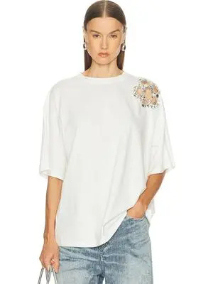 AREA Flower Rhinestone T-shirt - White