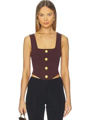 L'Agence Saga Knit Corset - Chocolate & Gold