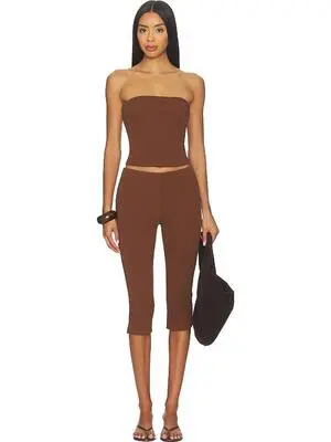 MORE TO COME Siara Capri Set - Brown