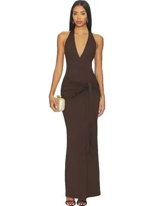 Superdown Chloe Halter Maxi Dress - Brown