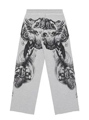 JADED LONDON Gothic Printed Joggers In Light - Grey