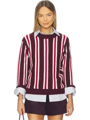 MAUDE CLUB Drew Sweater - Burgundy Stripe