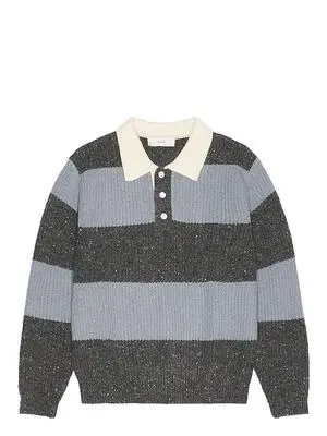 DUNST Chunky Rugby Sweater - Soft Blue & Grey