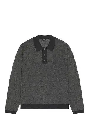 Rails Anders Long Sleeve Polo In Grey - Charcoal Ice