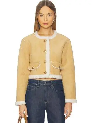 Blanknyc Cropped Faux Suede Jacket With Faux Shearling Trim - Ahead Of The Clouds