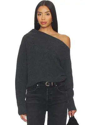 Brochu Walker Hart Off-shoulder Pullover - Dark Charcoal Melange