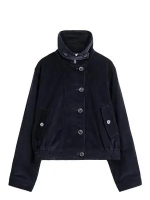 Cos Corduroy Funnel-neck Jacket - Navy