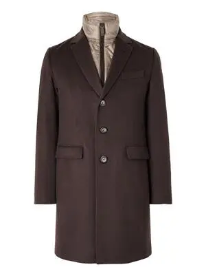 Herno Quilted Nylon-trimmed Cashmere Top Coat - Brown