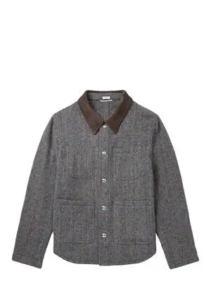 Thom Browne Checked Herringbone Wool Jacket - Gray