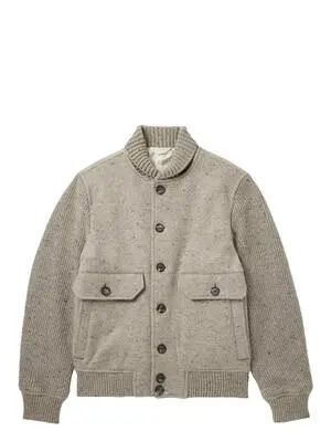 Eleventy Shawl-collar Wool And Cashmere-blend Bomber Jacket - Gray