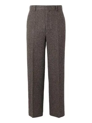 Auralee Straight-leg Wool-blend Tweed Trousers - Brown