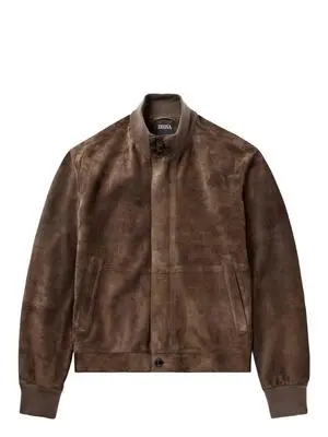 Zegna Suede Blouson Jacket - Brown