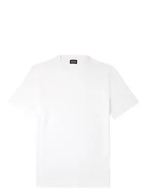 Zegna Slim-fit Logo-embroidered Cotton-jersey T-shirt - White