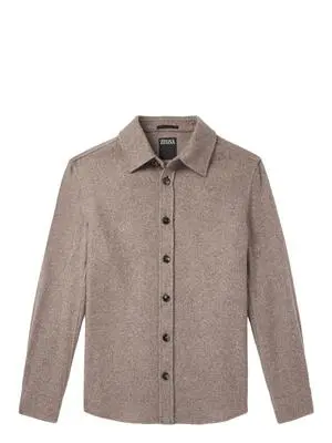Zegna Cashmere And Silk-blend Shirt - Gray