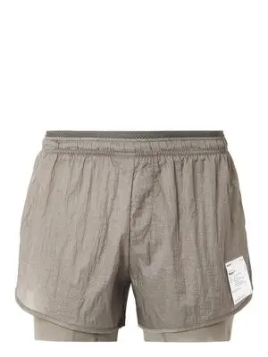 Satisfy 3" Straight-leg Layered Ripstop Shorts - Brown