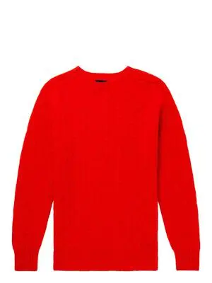 DRAKE'S Cable-knit Shetland Wool Sweater - Red