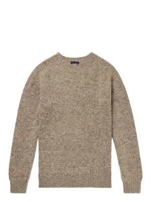 DRAKE'S Brushed Shetland Wool Crew Neck Sweater - Gray
