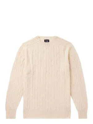DRAKE'S Cable-knit Brushed-wool Sweater - Neutrals