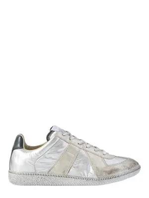 MAISON MARGIELA Replica Leather-Trimmed Sneakers Silver