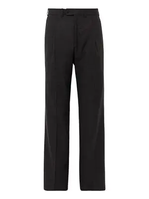 SAMAN AMEL Straight-leg Pleated Wool-blend Suit Trousers - Brown