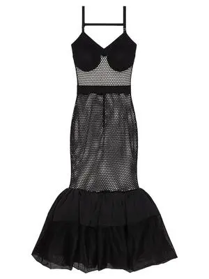Givenchy Open Back Ruffled Mesh Dress - Black