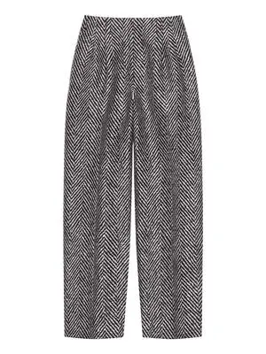 Givenchy Double Pleat Herringbone Mixed Wool Trousers - Black/white