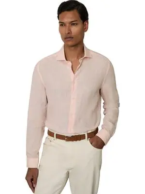 REISS Ruban Linen Button-through Shirt - Prep Pink