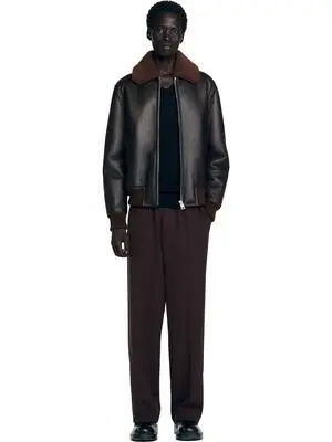 Sandro Reversed Leather Jacket - Chocolate