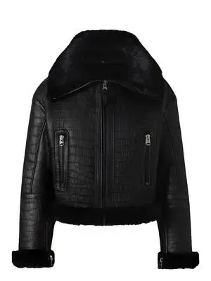 Mackage Maxou Croc-embossed Shearling Jacket - Black-black