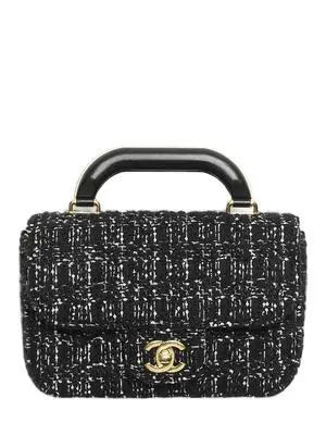 Chanel Mini Flap Bag With Top Handle Black & White