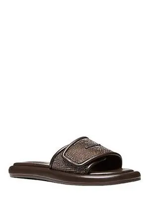 Michael Kors Suki Embellished Slide Sandal Brown