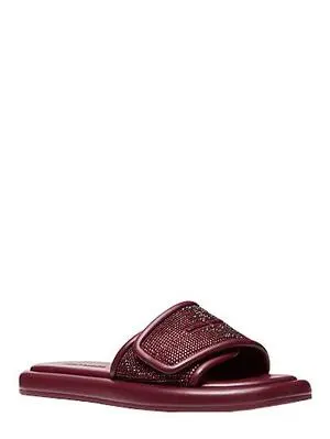 Michael Kors Suki Embellished Slide Sandal Red