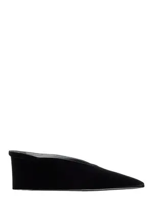 Alaïa Cube Velvet Wedge Mules - Noir