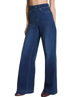 Spanx Pull-on Wide Leg Jeans - Pacific Wash