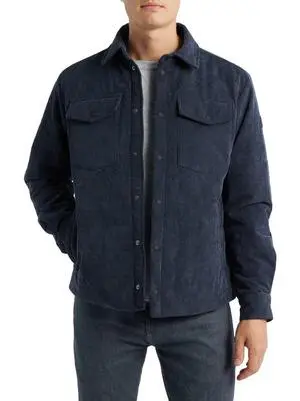 SAVE THE DUCK Magnus Water Repellent Corduroy Shirt Jacket - Blue Black