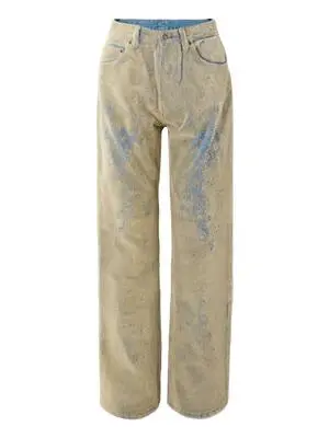 Acne Studios Flocked Straight-Leg Jeans Beige
