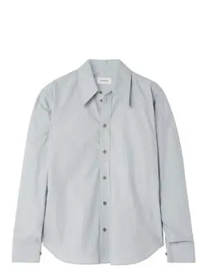 LEMAIRE Topstitched Cotton And Silk-blend Shirt - Gray