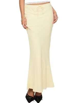 Princess Polly Mercer Linen Blend Drawstring Maxi Skirt - Lemon
