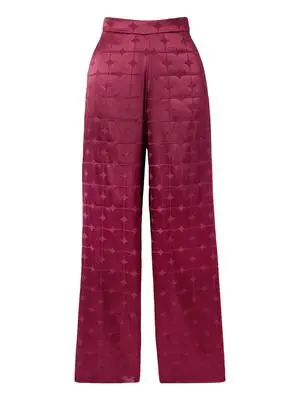 DIMA AYAD Geometric Devoré-satin Straight-leg Pants - Burgundy