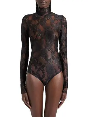Valentino Garavani Sheer Lace Bodysuit - Black