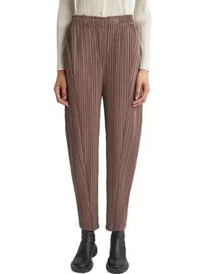 Issey Miyake Thicker Bottoms Pleated Tapered Ankle Pants - Brown