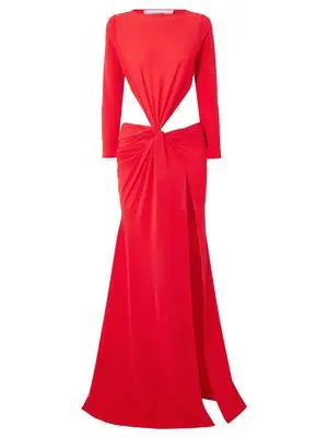 Alex Perry Open-back Twisted-front Recycled-crepe Gown - Red