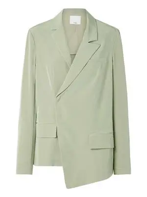 Tibi Asymmetric Crepe De Chine Blazer Leaf Green