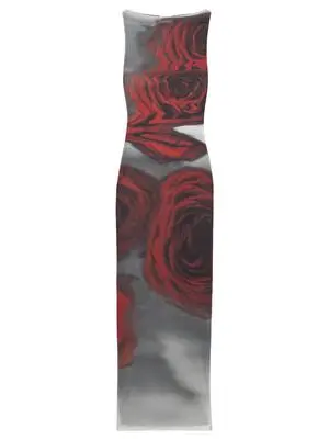 Jean Paul Gaultier Floral-print Stretch-mesh Midi Dress - Multi
