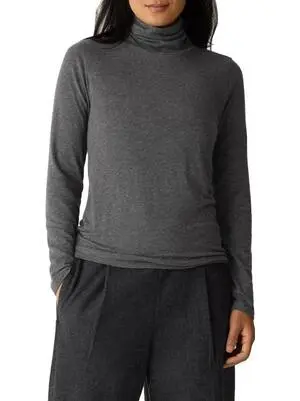 Eileen Fisher Long Sleeve Turtleneck Top - Charcoal