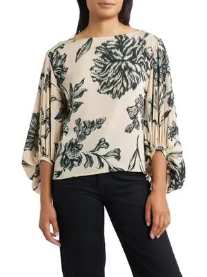 WIT & WISDOM Printed Peasant Top