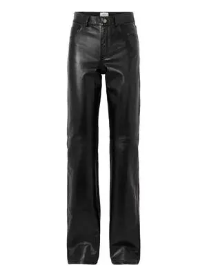 HAIKURE Star Leather-paneled High-rise Straight-leg Jeans - Black