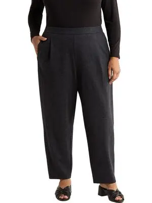 Eileen Fisher Pleated Virgin Wool Ankle Lantern Pants - Charcoal