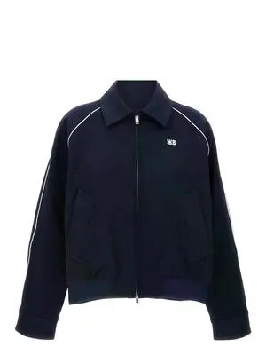 WALES BONNER Logo-embroidered Zip-up Jacket - Blue
